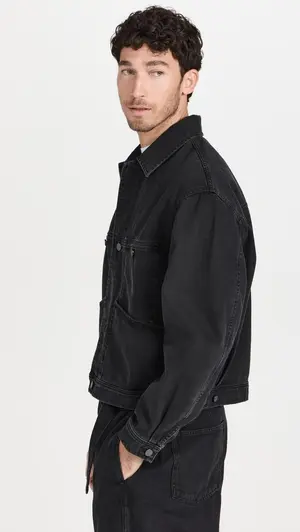 Lemaire 4 Pocket Blouson Jacket In Denim Soft Bleached Blk - 30